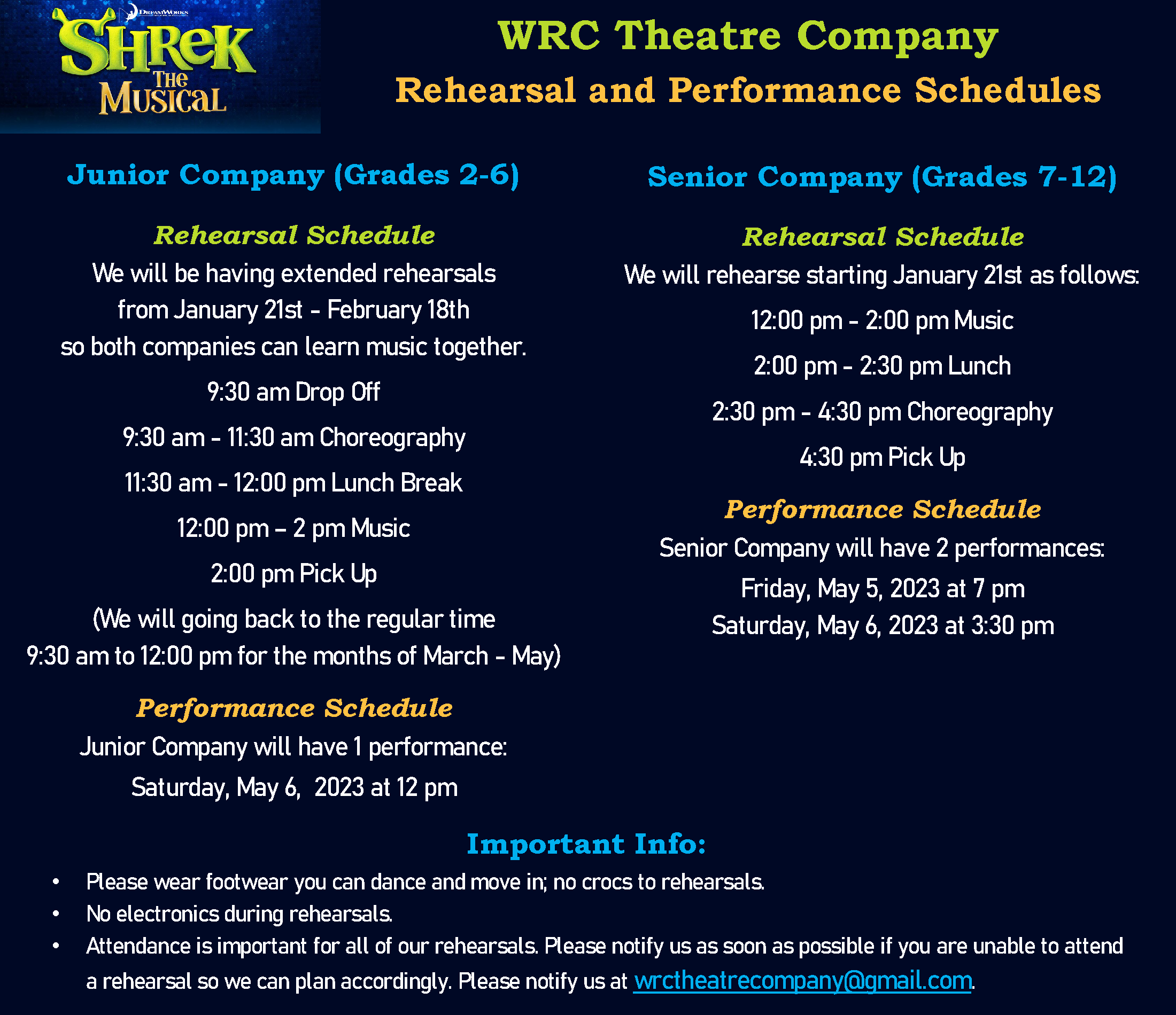 Shrek The Musical Jr. – WRC Theatre Company